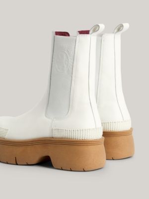 Chunky Leren Chelsea Boot Met Embleem Wit Tommy Hilfiger