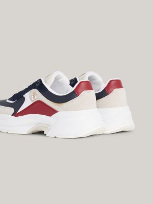 Baskets De Running Chunky En Cuir Bleu Tommy Hilfiger
