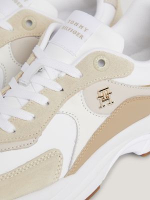Baskets De Running Chunky En Cuir Blanc Tommy Hilfiger