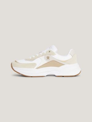 Baskets De Running Chunky En Cuir Blanc Tommy Hilfiger
