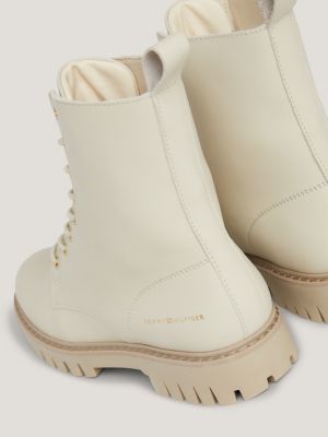 Lace Up Leder Stiefelette Khaki Tommy Hilfiger
