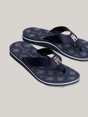 Elevated Monogram Webbing Flip Flops Blue Tommy Hilfiger