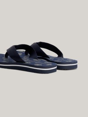 Elevated Monogram Webbing Flip Flops Blue Tommy Hilfiger