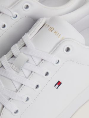 Essential Leren Sneaker Met Cupsole En Vlag Wit Tommy Hilfiger