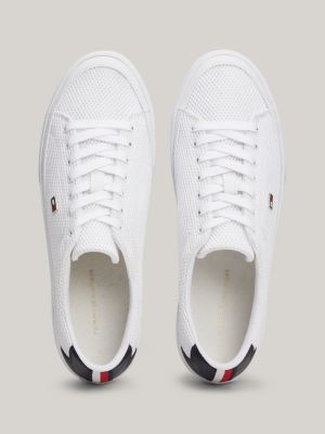 Mesh Sneaker Met Contrasterende Hiel Wit Tommy Hilfiger