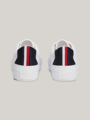 Mesh Sneaker Met Contrasterende Hiel Wit Tommy Hilfiger