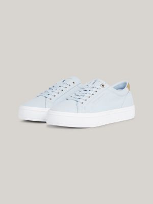 Canvas Sneaker Met Metallic Hak Blauw Tommy Hilfiger