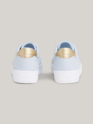 Canvas Sneaker Met Metallic Hak Blauw Tommy Hilfiger