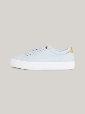Canvas Sneaker Met Metallic Hak Blauw Tommy Hilfiger