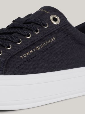 Metallic Heel Canvas Trainers Blue Tommy Hilfiger