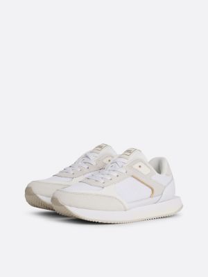 Baskets Elevated Crantées En Daim Blanc Tommy Hilfiger