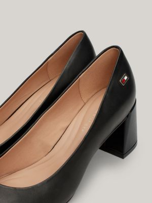 Pumps Aus Leder Mit Blockabsatz Schwarz Tommy Hilfiger
