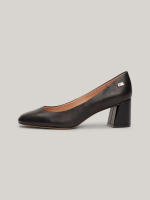 Pumps Aus Leder Mit Blockabsatz Schwarz Tommy Hilfiger