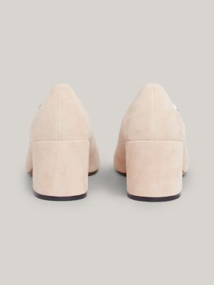 Suede Block Heel Court Shoes Pink Tommy Hilfiger