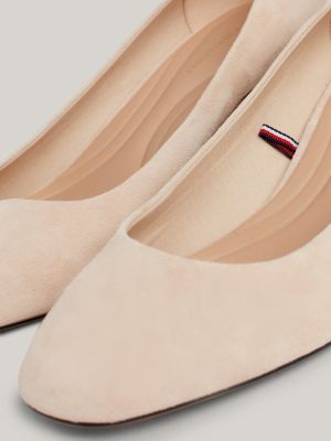 Suede Block Heel Court Shoes Pink Tommy Hilfiger