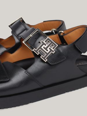 Leren Sandaal Met Klittenbandsluiting Zwart Tommy Hilfiger