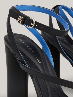 Leren Sandaal Met Hoge Hak En Th Monogram Zwart Tommy Hilfiger