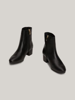 Essential Leren Enkellaars Met Blokhak Zwart Tommy Hilfiger
