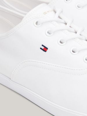 Essential Flag Embroidery Canvas Trainers White Tommy Hilfiger
