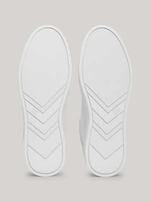 Th Monogram Leather Mixed Texture Trainers White Tommy Hilfiger