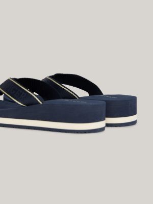 Flag Plaque Webbing Flip Flops Blue Tommy Hilfiger