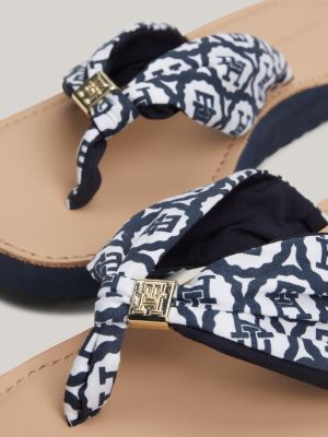 Elevated Ruched Strap Flip-Flops | Blue | Tommy Hilfiger