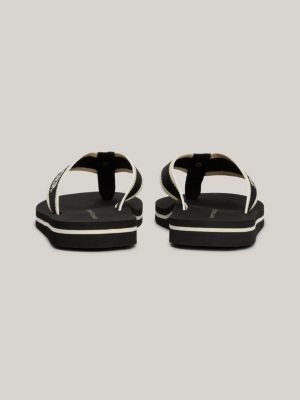 Hilfiger Monotype Webbing Strap Flip Flops Black Tommy Hilfiger