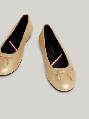 Essential Metallic Leather Ballerinas Gold Tommy Hilfiger