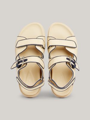 Raffia Th Monogram Sandals Beige Tommy Hilfiger