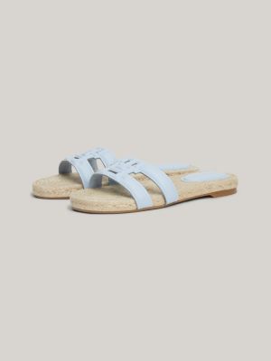 Espadrille Sandale Aus Leder Mit Th Monogramm Blau Tommy Hilfiger
