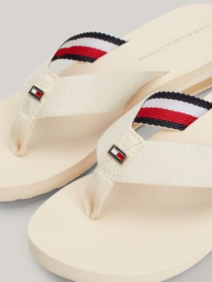 Signature Teenslipper Met Sleehak Beige Tommy Hilfiger
