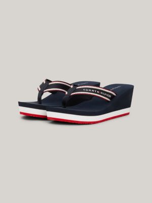 Logo Wedge Heel Flip-Flops | Blue | Tommy Hilfiger
