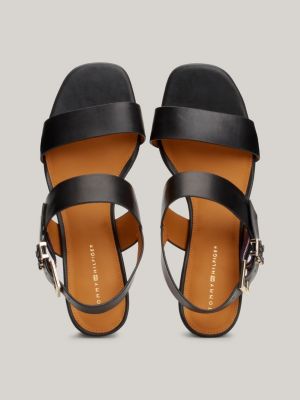 Leren Sandaal Met Blokhak En Th Monogram Zwart Tommy Hilfiger