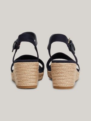Sandali Con Plateau E Fascia In Tessuto Blu Tommy Hilfiger