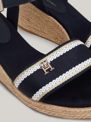 Webbing Strap Rope Detail Wedge Sandals Blue Tommy Hilfiger
