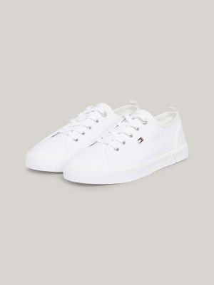 Enamel Flag Canvas Trainers White Tommy Hilfiger