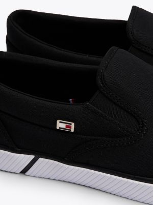 Enamel Flag Slip On Canvas Trainers Black Tommy Hilfiger