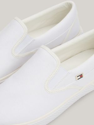 Enamel Flag Slip On Canvas Trainers White Tommy Hilfiger