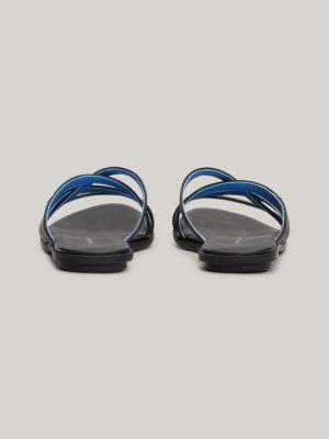 Platte Sandaal Met Leren Bandjes Zwart Tommy Hilfiger