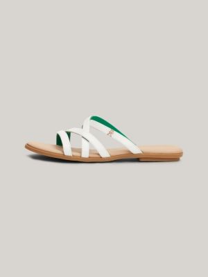 Platte Sandaal Met Leren Bandjes Wit Tommy Hilfiger