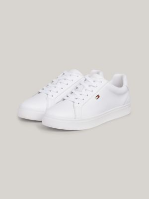 Flag Leather Court Trainers | White | Tommy Hilfiger