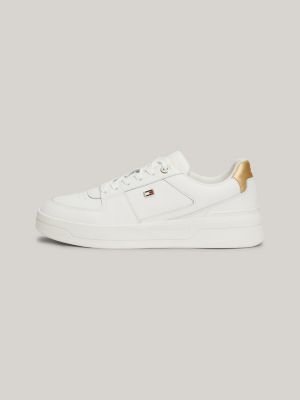 Essential Metallic Detail Basketball Trainers White Tommy Hilfiger