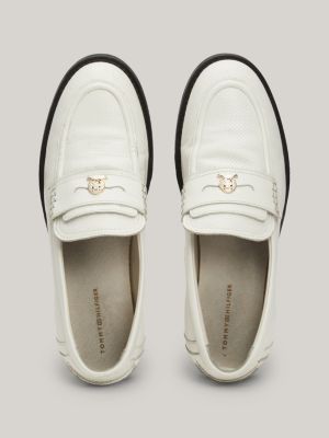 Classics Geperforeerde Leren Loafer Wit Tommy Hilfiger
