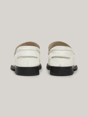 Classics Geperforeerde Leren Loafer Wit Tommy Hilfiger