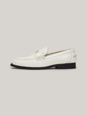 Classics Geperforeerde Leren Loafer Wit Tommy Hilfiger