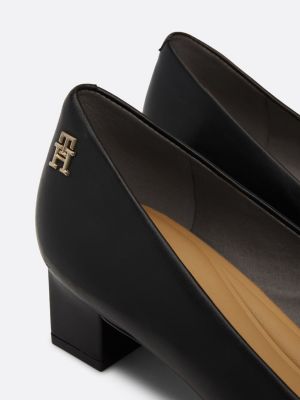 Leren Pump Met Spitse Neus En Th Monogram Zwart Tommy Hilfiger