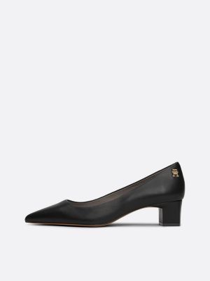 Leren Pump Met Spitse Neus En Th Monogram Zwart Tommy Hilfiger
