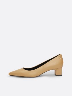 Leren Pump Met Spitse Neus En Th Monogram Khaki Tommy Hilfiger