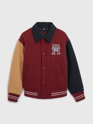 TH Monogram Varsity Back Logo Bomber Jacket | RED | Tommy Hilfiger