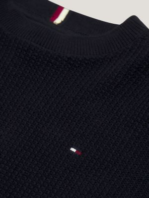 Essential Trui Met Wafelsteek Blauw Tommy Hilfiger